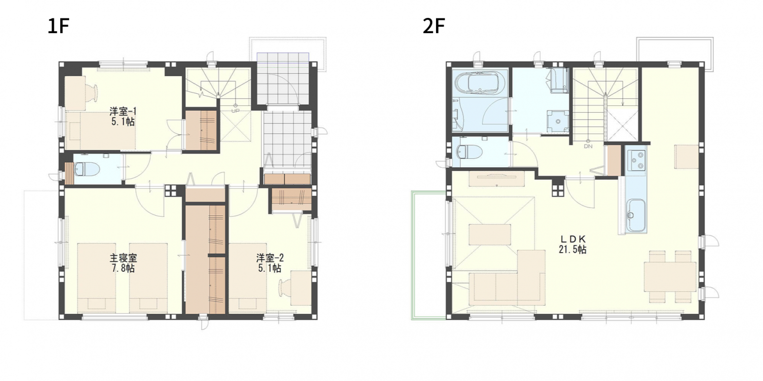 【注文住宅】2階リビングの間取り実例！一緒に取り入れたい間取りアイデアも紹介 | 住まいづくりに役立つ情報サイト「home tag」