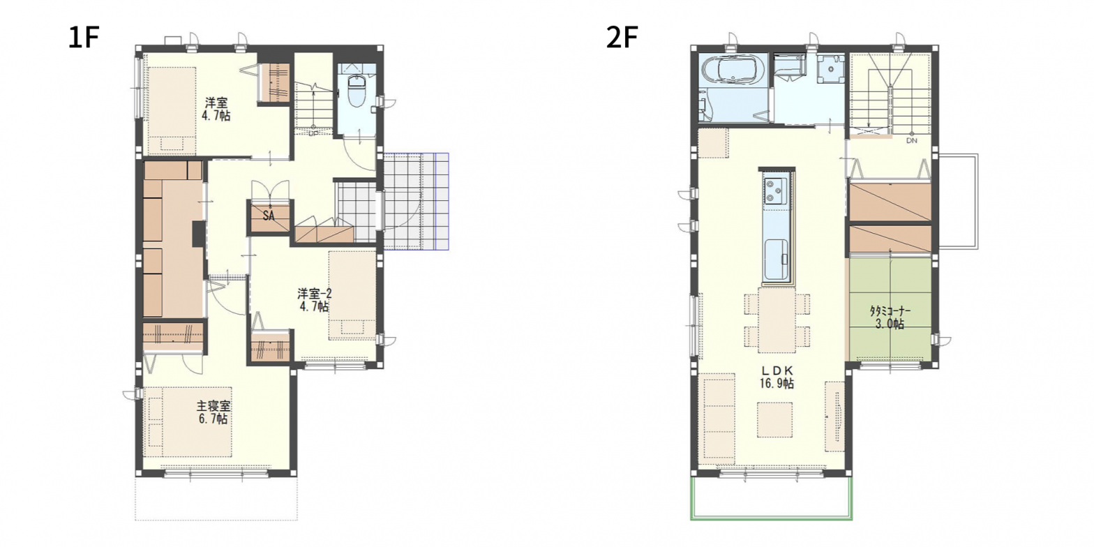 【注文住宅】2階リビングの間取り実例！一緒に取り入れたい間取りアイデアも紹介 | 住まいづくりに役立つ情報サイト「home tag」